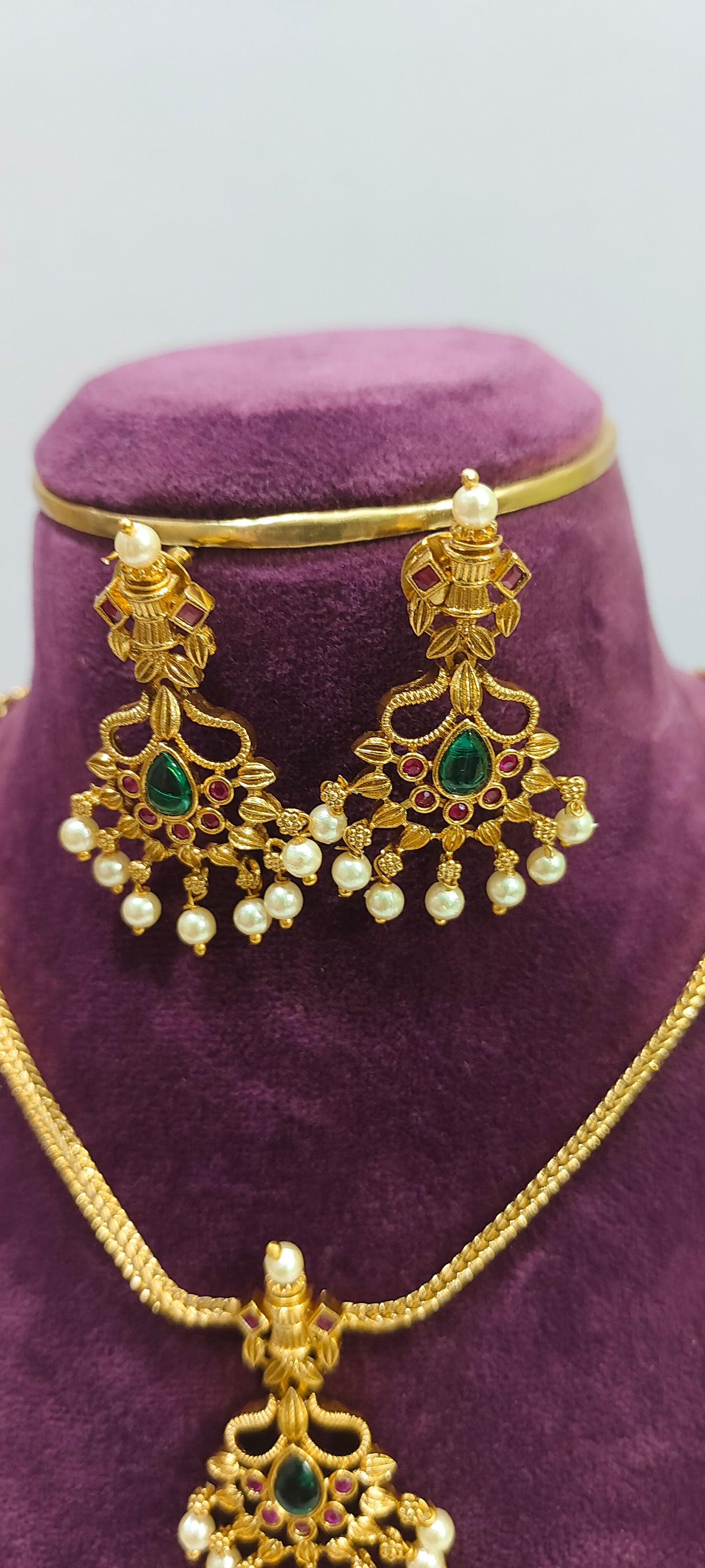 Premium antique simple necklace set – Paanchajanya Jewels