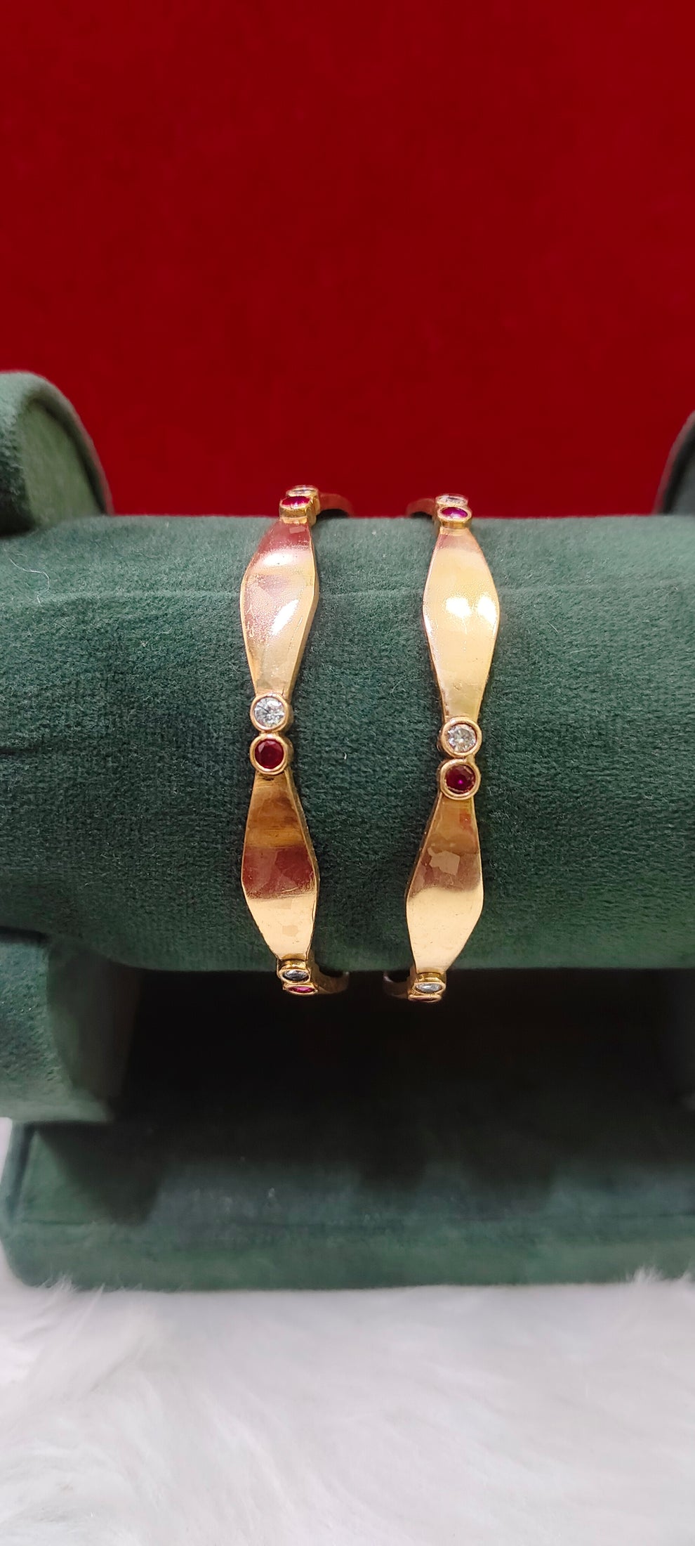 Pure panchaloham unpolished 2 stone bangles – Paanchajanya Jewels