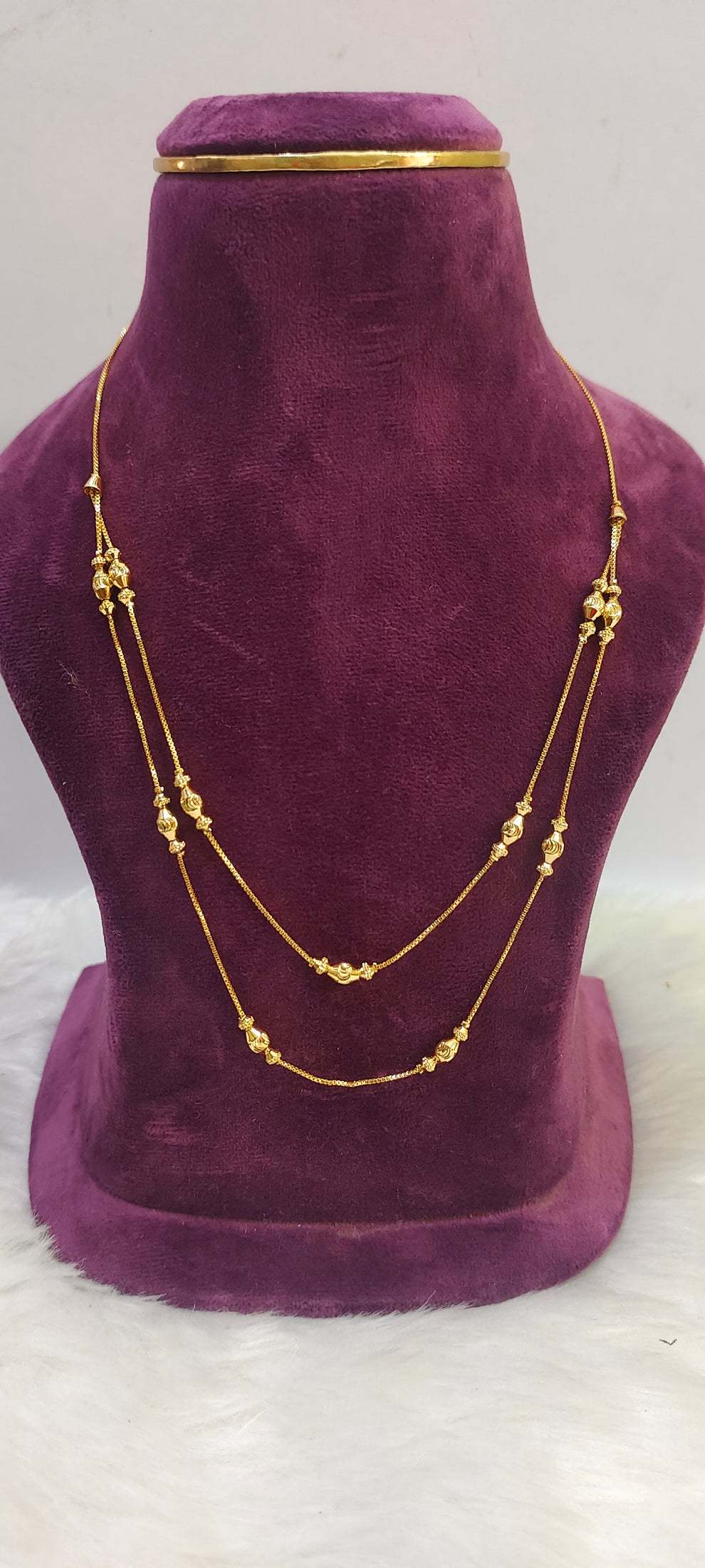 100% gold look 2 step chain 18" length – Paanchajanya Jewels