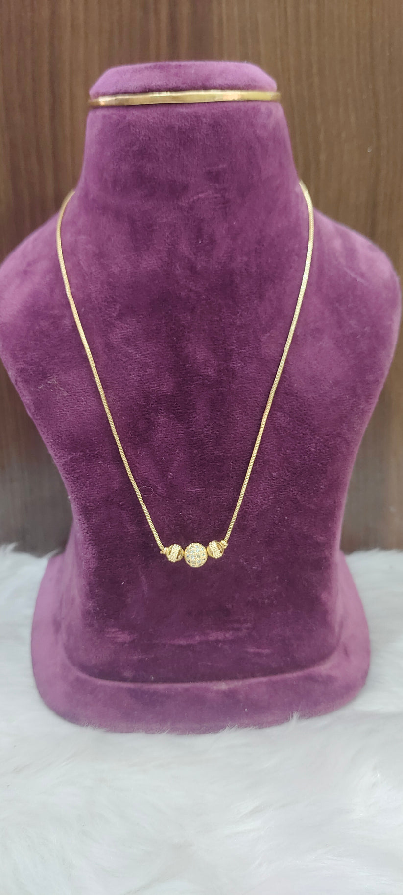 Premium micro gold plated 18" length white stone ball chain ...