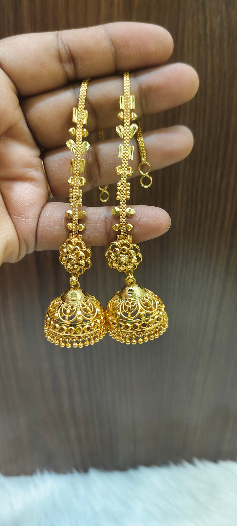 100% gold look big jumkas and chuttu maati combo – Paanchajanya Jewels