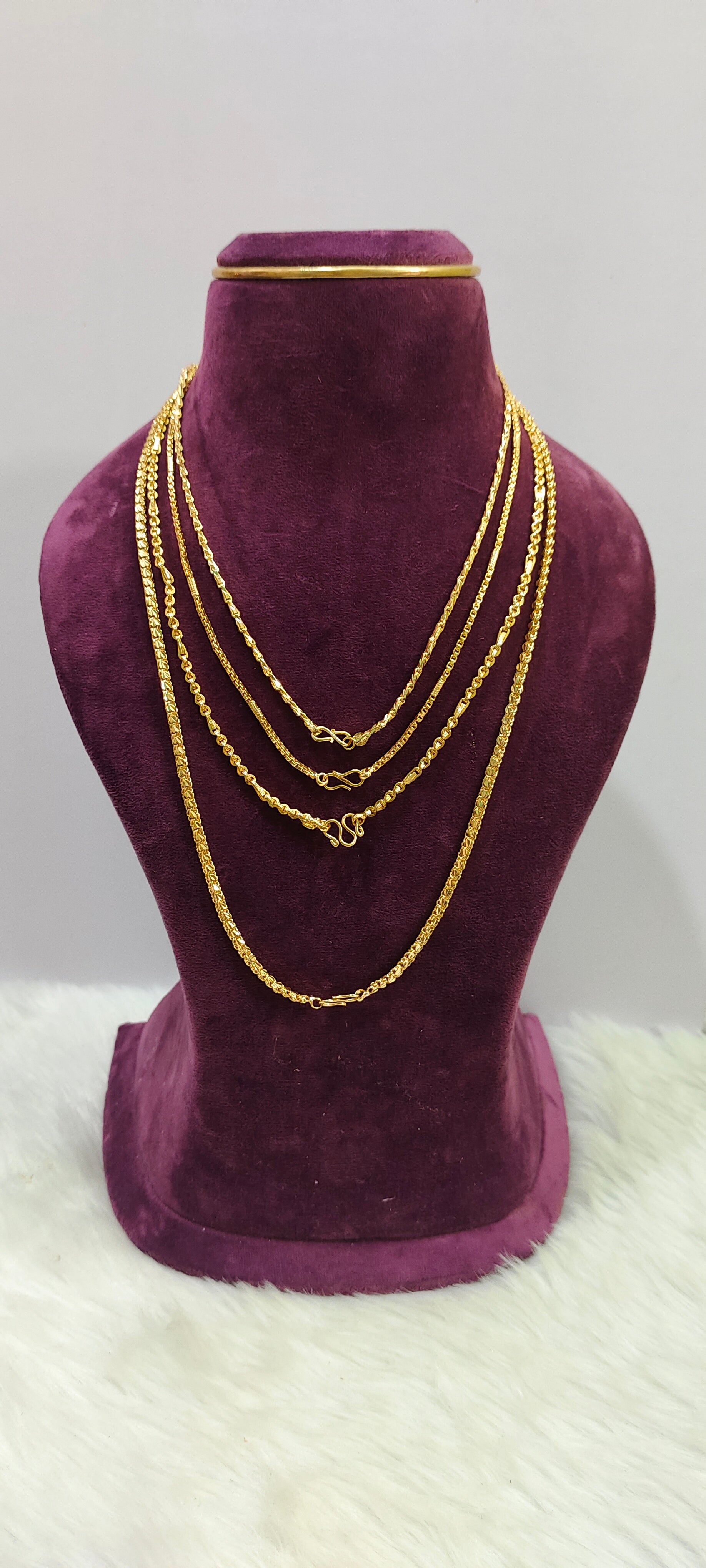 Premium micro gold plated 4 chains combo (24" thali chain,20"mens chai ...