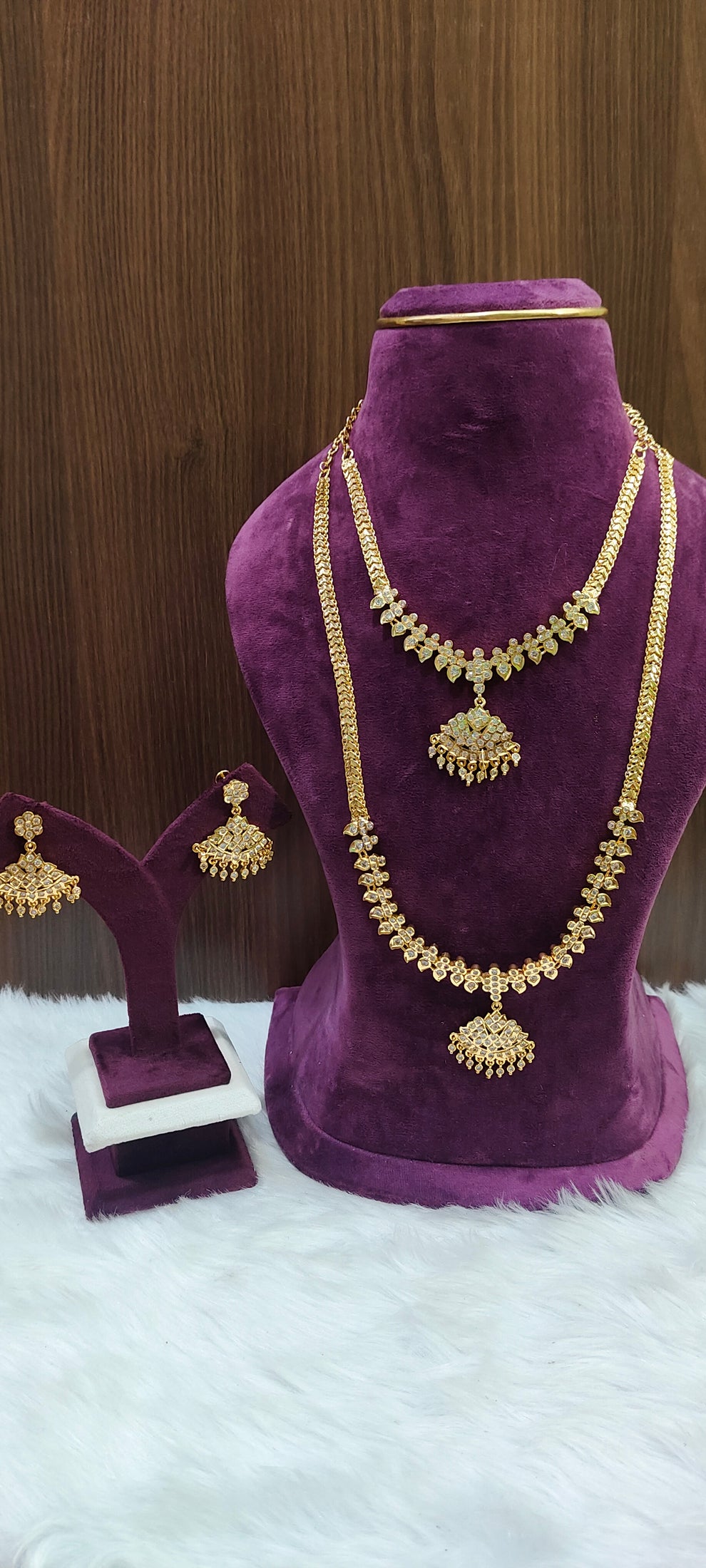 Pure panchaloham necklace and long haram set combo – Paanchajanya Jewels