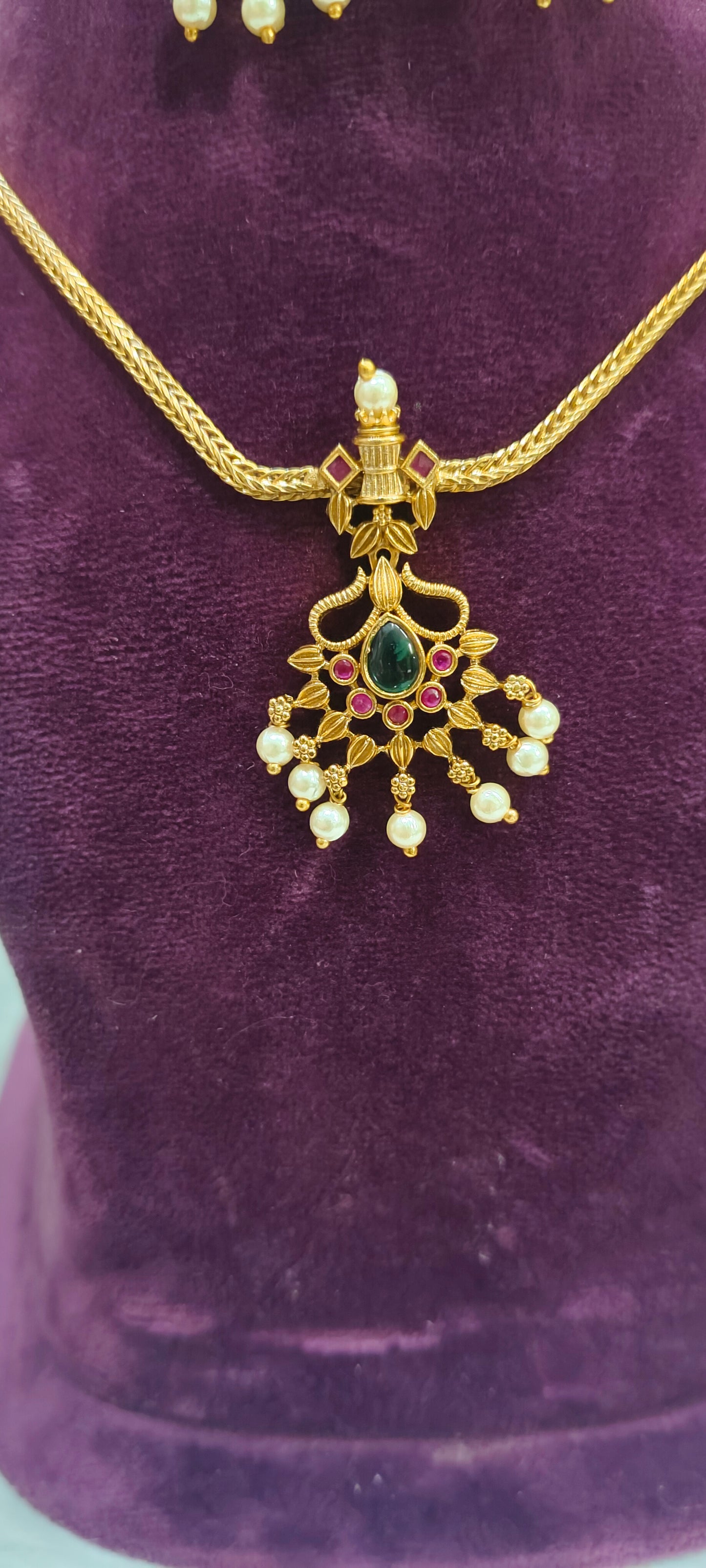 Premium antique simple necklace set – Paanchajanya Jewels